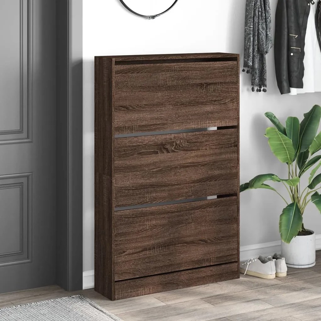 vidaXL Botník 80 x 21 x 125,5 cm kompozitní dřevo [839926] Barva: kouřový dub