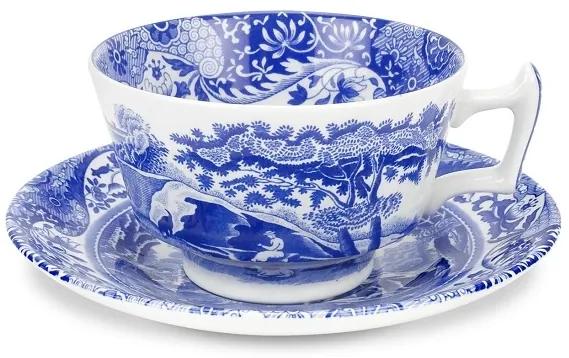 Portmeirion Porcelánový šálek na čaj s podšálkem, Italská modrá (Blue Italian) 0,2l
