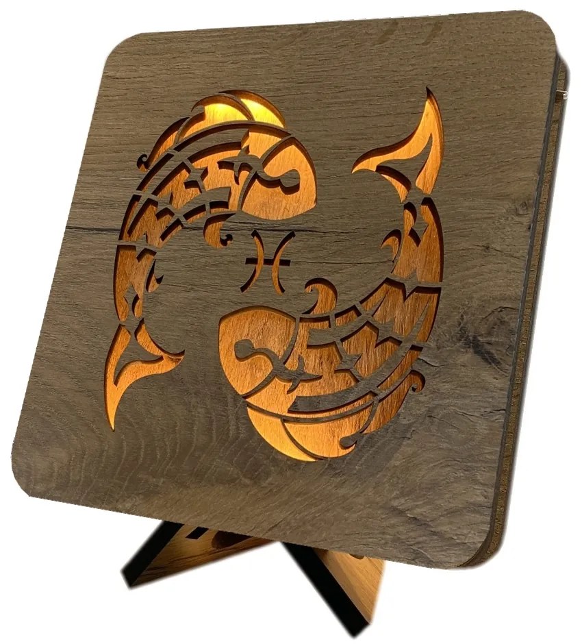 Li-Go Znamení "Ryby" lampa 19x19cm provedení povrchu: dub světlý