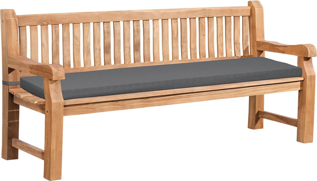 Teaková lavice Jackson s sedací polštář 200 cm + teak – tmavě šedá