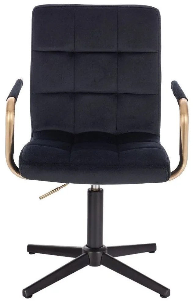 LuxuryForm DESIGN Otočná židle VERONA GOLD VELUR na černém kříži - černá
