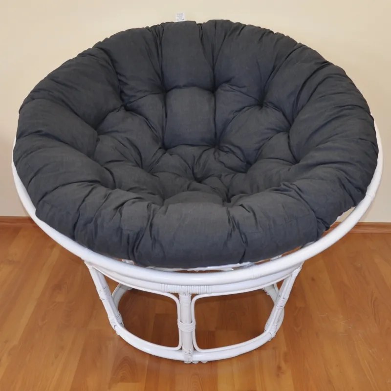 Papasan LUISA — ratan, látka, ⌀110 cm, bílá / více barev Béžový melír