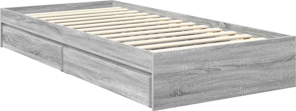 Postel s úložným prostorem se zásuvkou Šedá Sonoma 90 x 200 cm 3410838