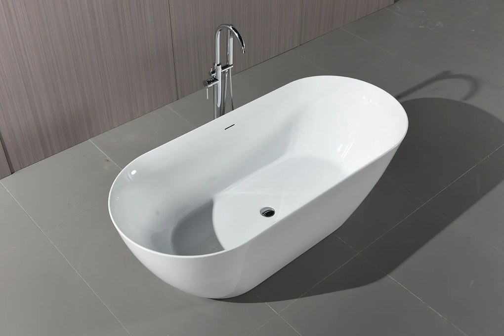 Erga Molly, volně stojící vana 150x75 cm + odtoková zátka, bílá lesklá, ERG-Molly-150075-WH-WH