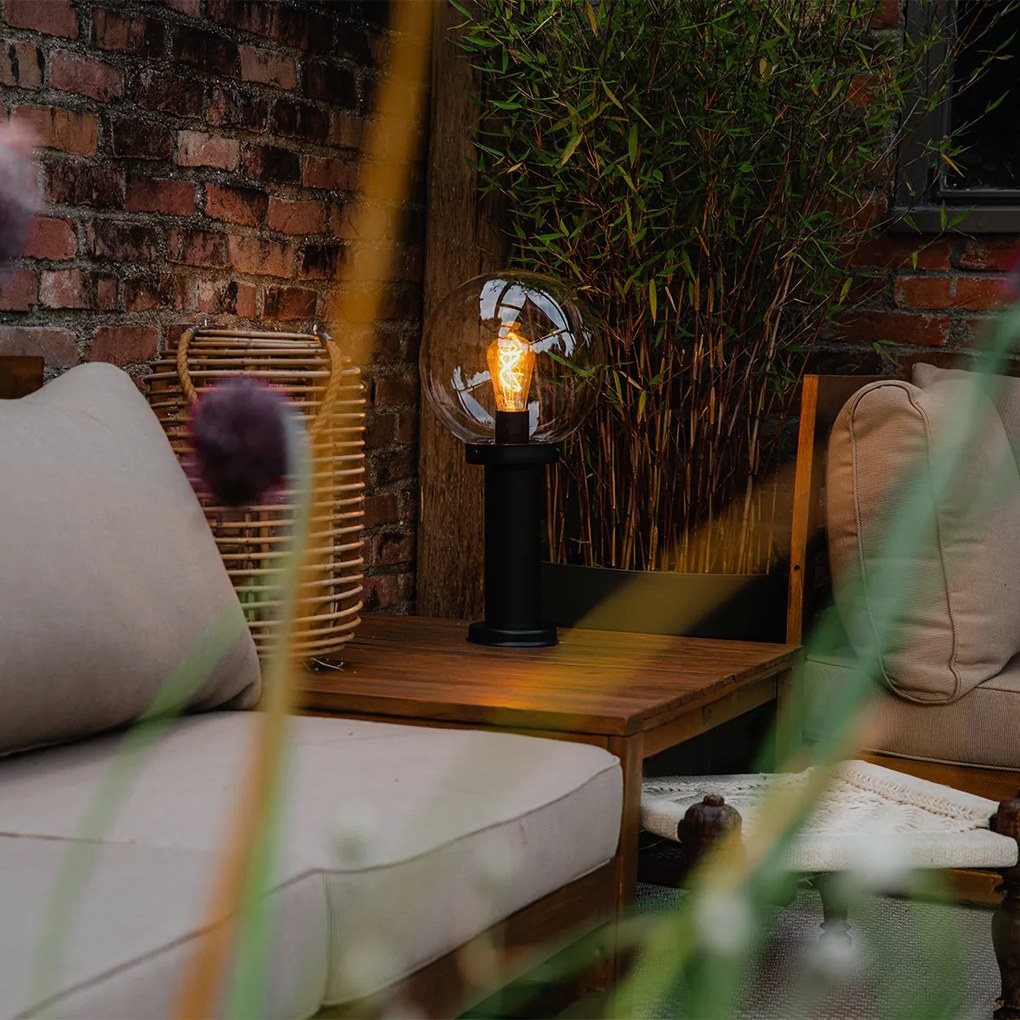 Venkovní stojací lampa černá s plastovou koulí 50 cm IP44 - Sfera