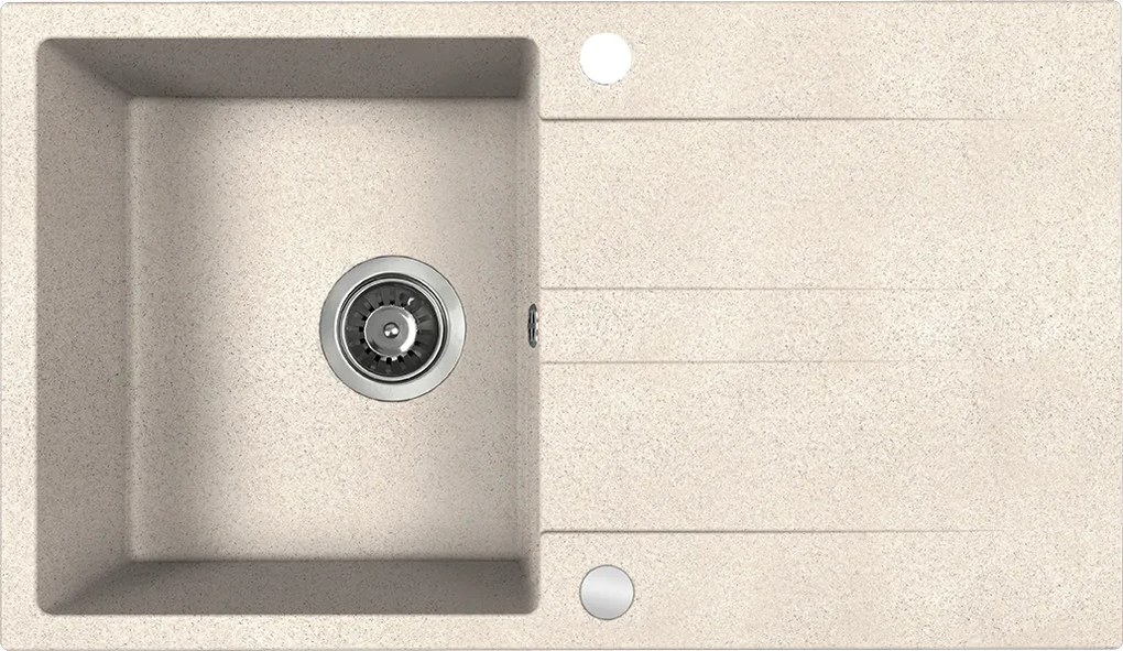 Kuchinox Laut, 1-komorový granitový dřez 760x440x174 mm + sifon, béžová, LAV-SBZ_411Y