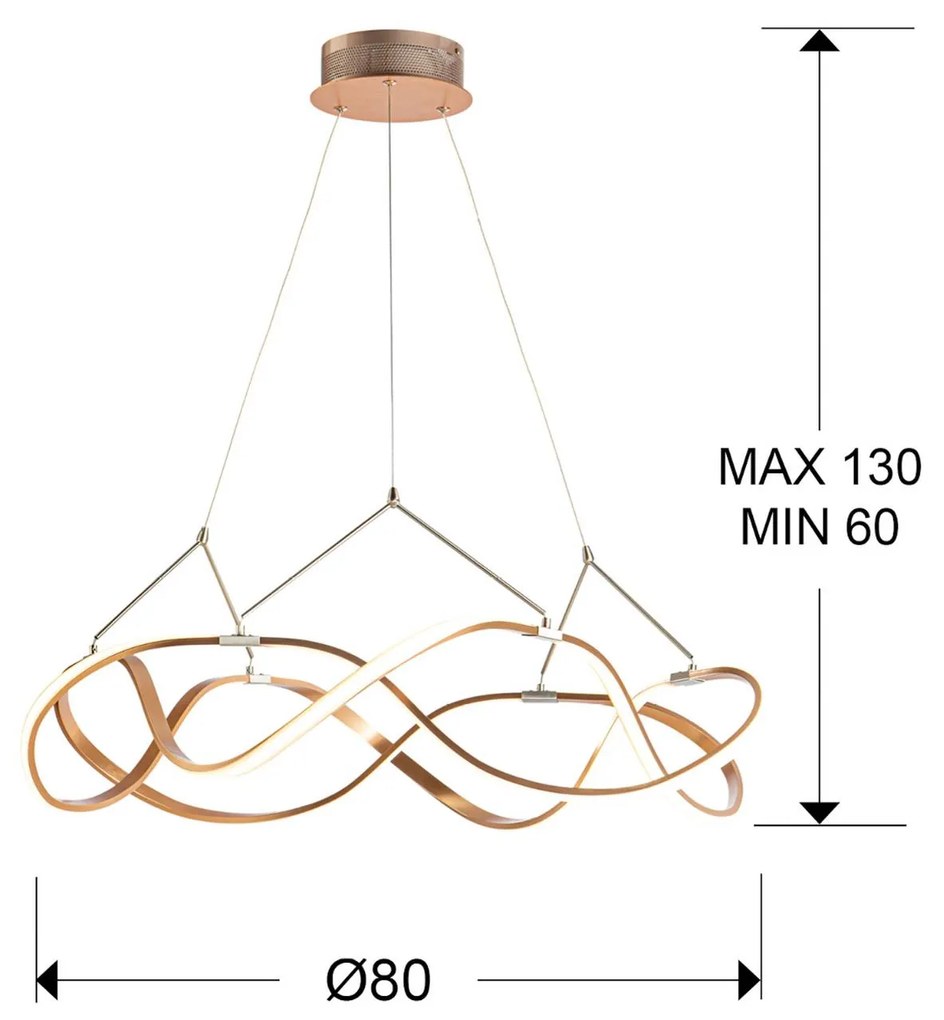 LED závěsné světlo Molly, remote Ø80cm růžovozlatá