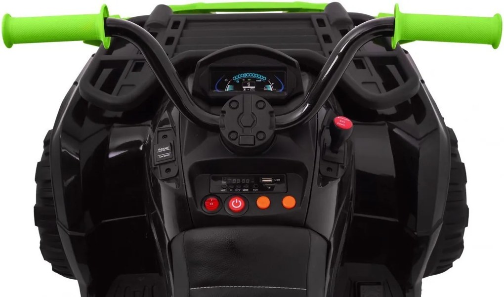 Ramiz Dětská čtyřkolka XL ATV 2,4 GHz na baterie černo-zelená na dálkové ovládání + pohon 4x4 + nosič zavazadel + pomalý start + EVA + LED a zvuky