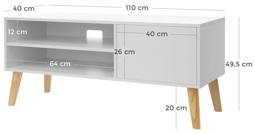 Aldo Televizní stolek v tradičním skandinávském designu LTV white