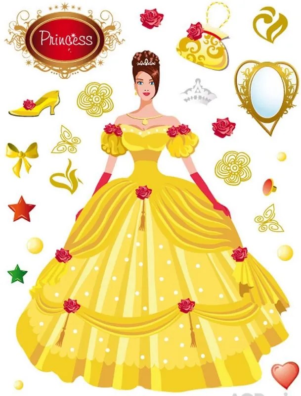Samolepící dekorace dětská Princezna ve žlutém K 0820