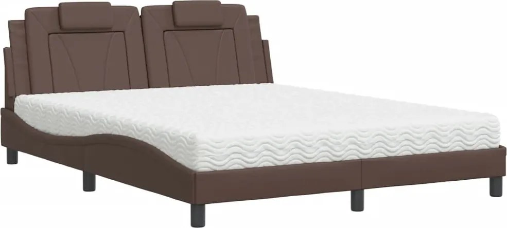 Postel Viana s matrací hnědá 160 x 200 cm umělá kůže 3208805