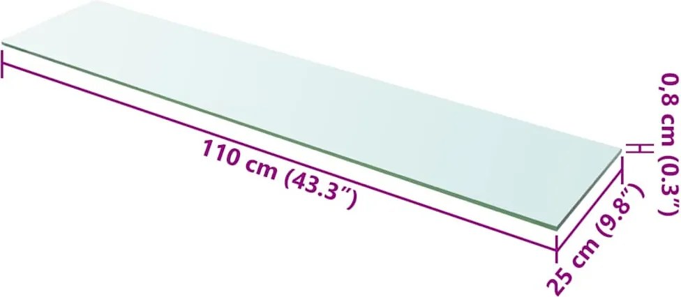 Policové desky 2 ks sklo čiré 110 x 25 cm 3051590