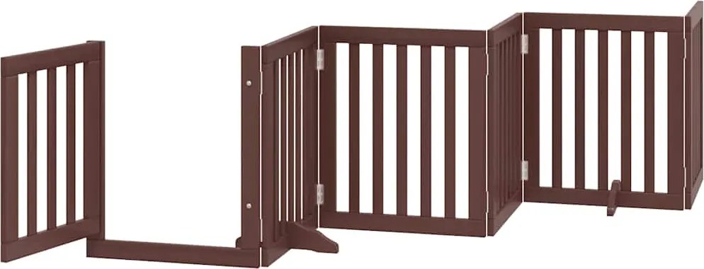 Zábrana pro psy s dvířky skládací 12 panelů hnědá 600 cm topol 3155660