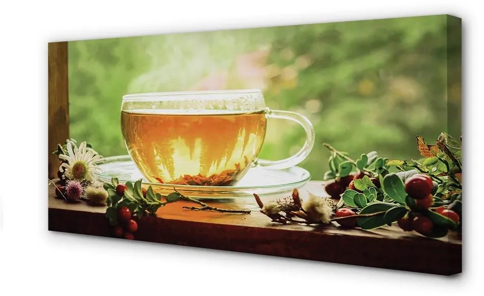 Obrazy na plátně čaje byliny horké 100x50 cm