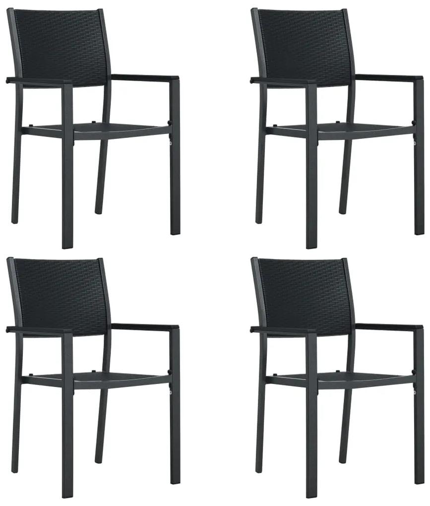 47890 vidaXL Zahradní židle 4 ks černé plast ratanový vzhled