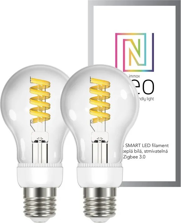 Immax NEO Smart sada žárovek filament LED 2xE27 5W teplá studená bílá stmívatelná Zigbee