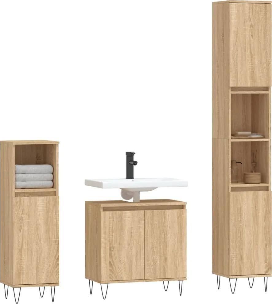 vidaXL 3dílný set koupelnového nábytku kompozitní dřevo [3190278] Barva: Bílá