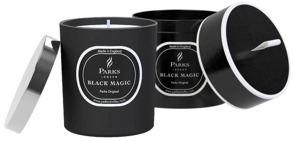 Svíčka s vůní vanilky, pačuli a levandule Parks Candles London Black Magic, 45 hodin hoření