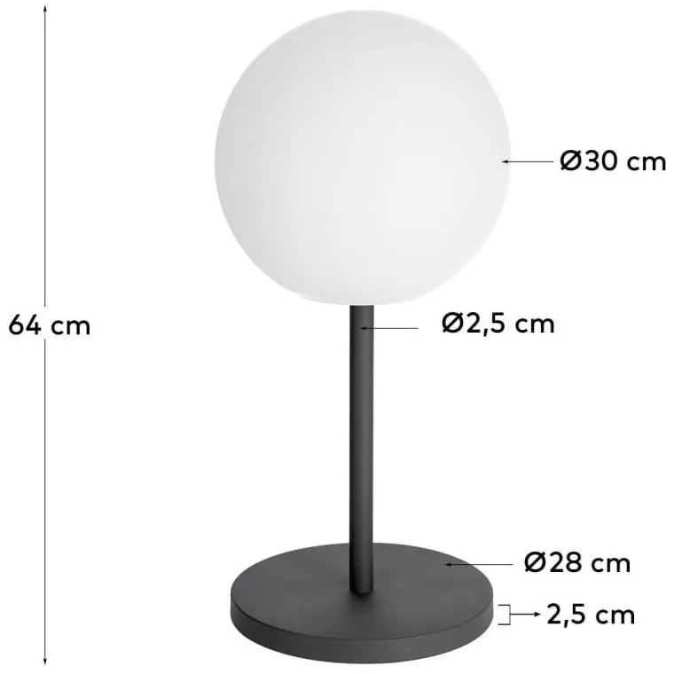 LED stolní /přenosné stmívatelné venkovní svítidlo na USB ø 30 cm Dinesh – Kave Home