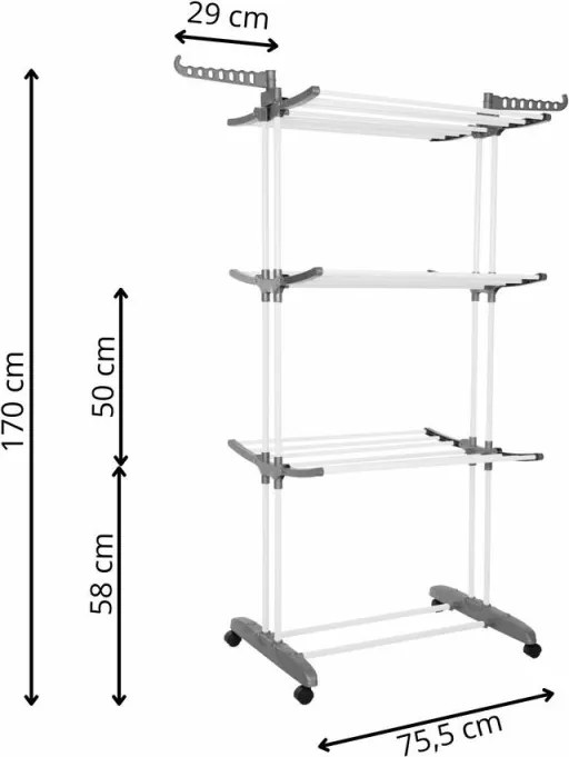 Vertikální sušák na prádlo SPRINGOS MIXER bílo-šedý