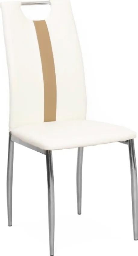 Tempo Kondela Jídelní židle SIGNA, bílá, béžová ekokůže/chrom
