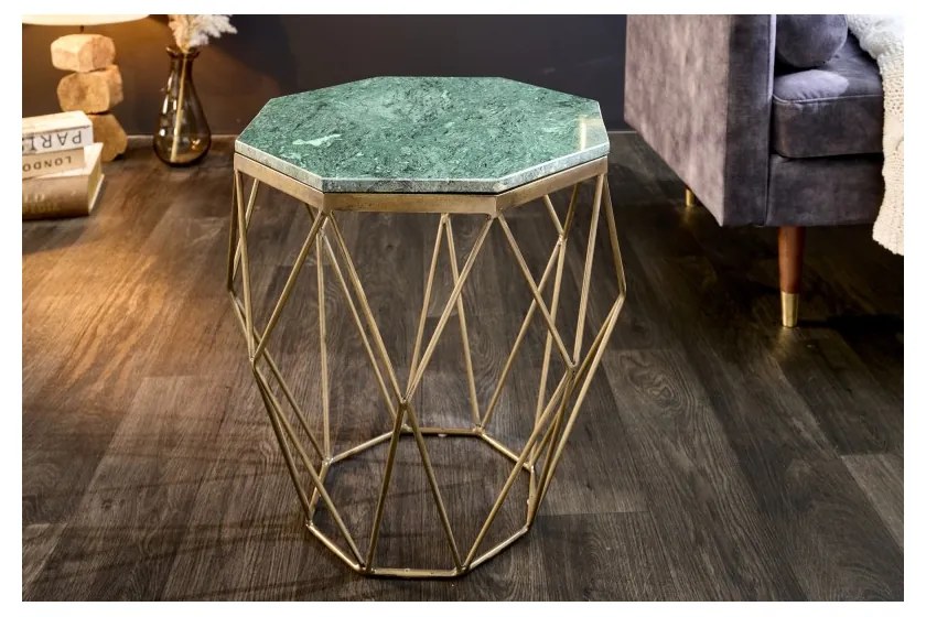 Massive home | Odkládací stolek DIAMOND NOBLES 50 CM zelený mramor