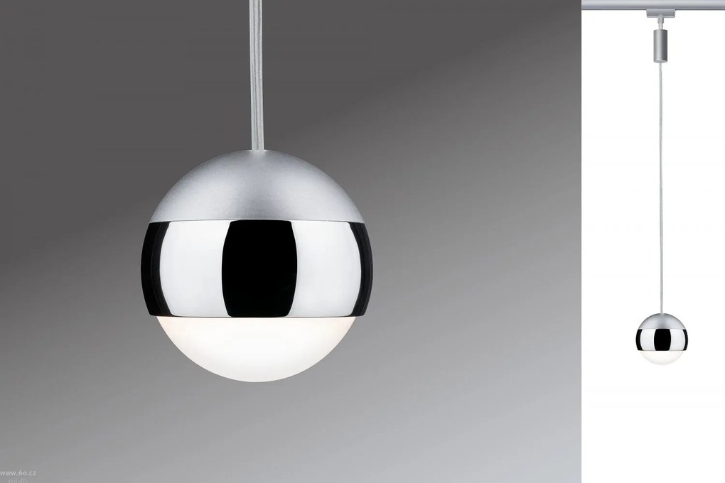 Paulmann 95457 Pendulum Capsule II, závěs pro systém Urail, 6W LED 2700K stmívatelné, matný chrom, prům.8,7cm