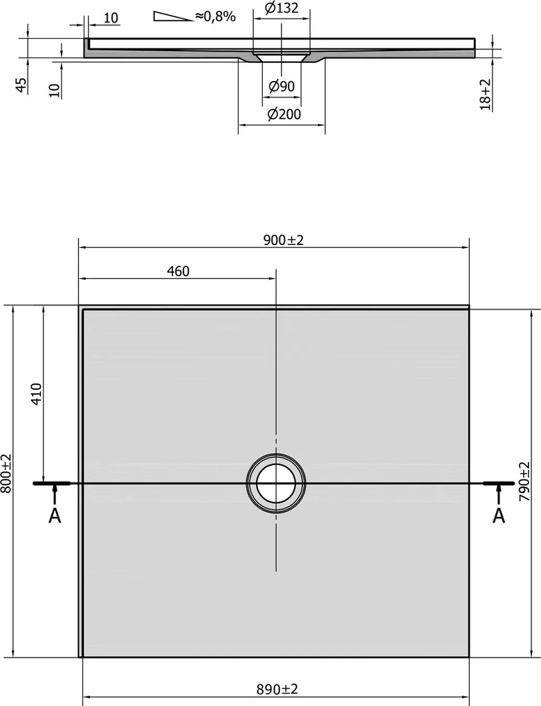 Polysan MIRAI 90 x 80 cm sprchová vanička obdélníková z litého mramoru 73167 levá
