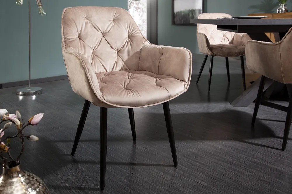 Designová židle Garold šampaňský samet - Skladem