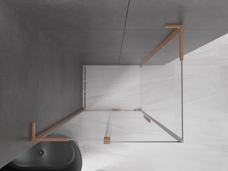 Mexen Velar L, sprchový kout s posuvnými dveřmi 110 x 70 cm, 8mm čiré sklo, měděná matná, 871-110-070-03-65