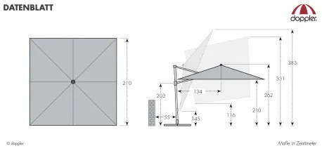 Zahradní slunečník s boční nohou Derby DERBY DX 210 x 210 cm- antracit