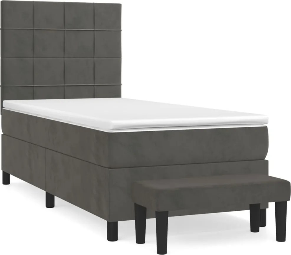 Box spring postel s matrací tmavě šedá 100x200 cm samet 3137828