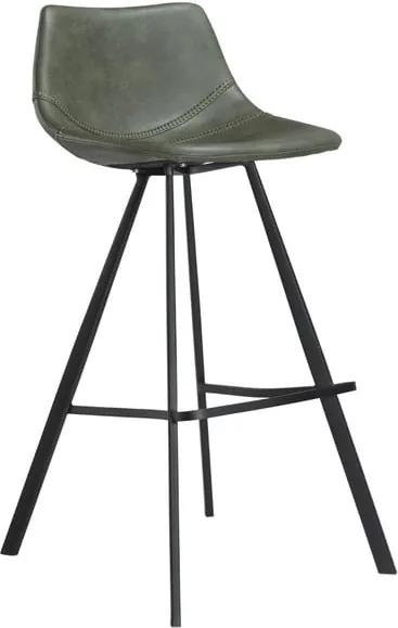Zelená barová židle z eko kůže s černým kovovým podnožím DAN–FORM Denmark Pitch