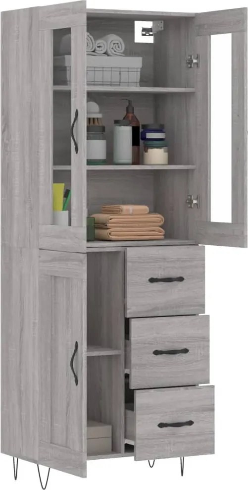 Skříň highboard šedá sonoma 69,5 x 34 x 180 cm kompozitní dřevo 3198695