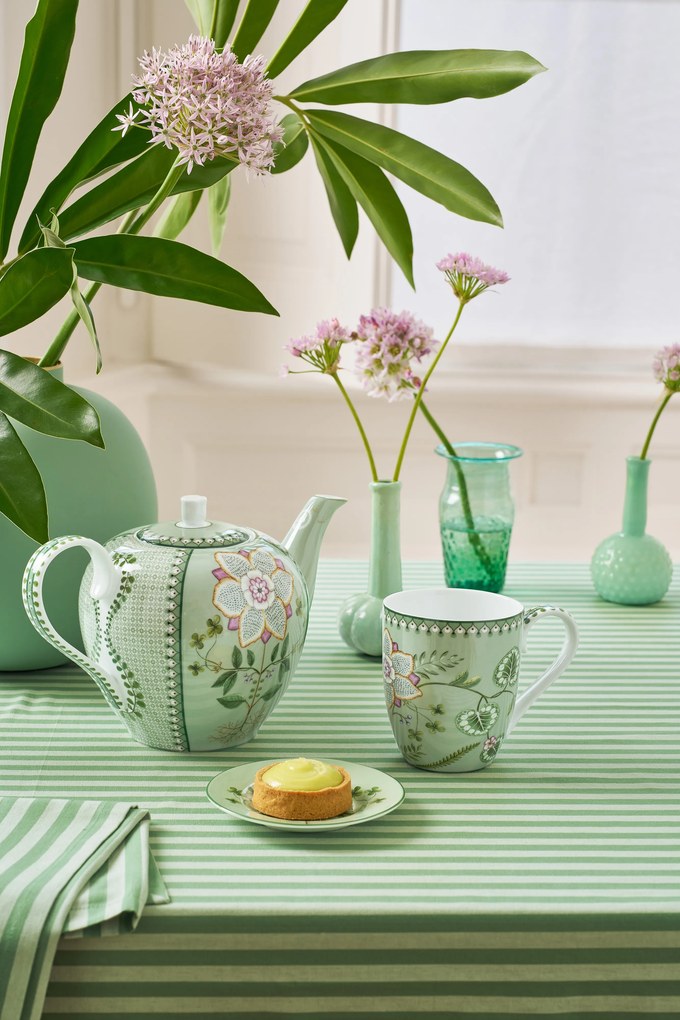 Pip Studio Lily & Lotus hrnek XL 440ml, zelený (Porcelánový hrnek)