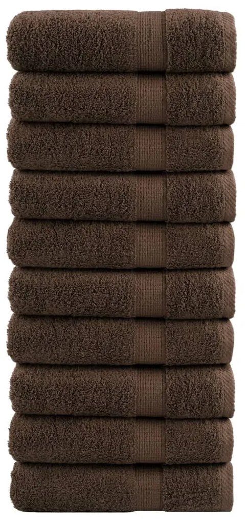 Prémiové ručníky SOLUND 10 ks hnědé 50x100 cm 600 g/m² 137235