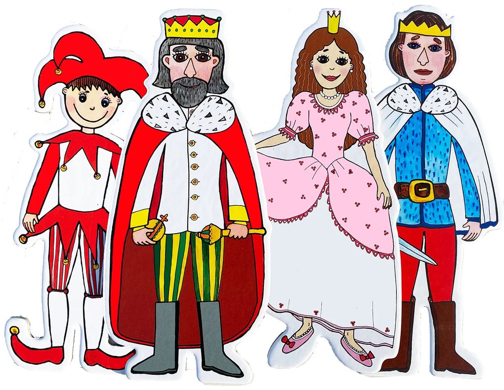 MARIONETINO Loutky pro děti - Kašpárek, Princezna, Princ, Král - 4 ks