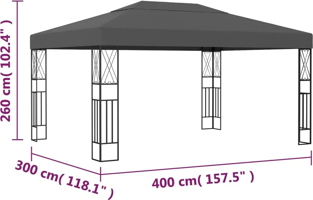 vidaXL Marketos Altán 3 x 4 m antracitový textil