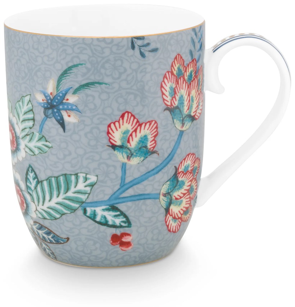 Pip Studio Flower Festival hrneček 180ml, modrý (hrnek z tenkostěnného porcelánu)