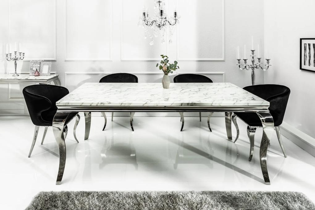 Bighome - Jedálenský stôl BARROCK 180x90 cm - strieborná, mramor