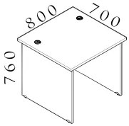NABYTEK-DESIGNOVY.CZ - BKA08 19 - Kancelářský stůl Komfort, dřevěná podnož, 80x70x76 cm, ořech/šedá