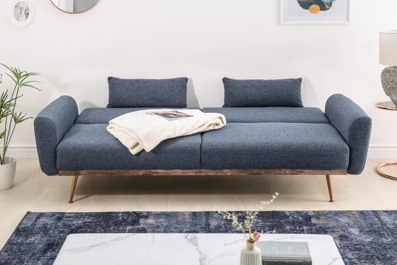 Designová rozkládací sedačka Blaine 208 cm modrá