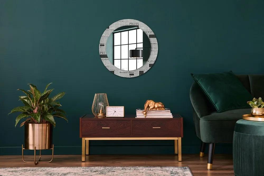 Kulaté dekorativní zrcadlo Vzor z novin fi 60 cm