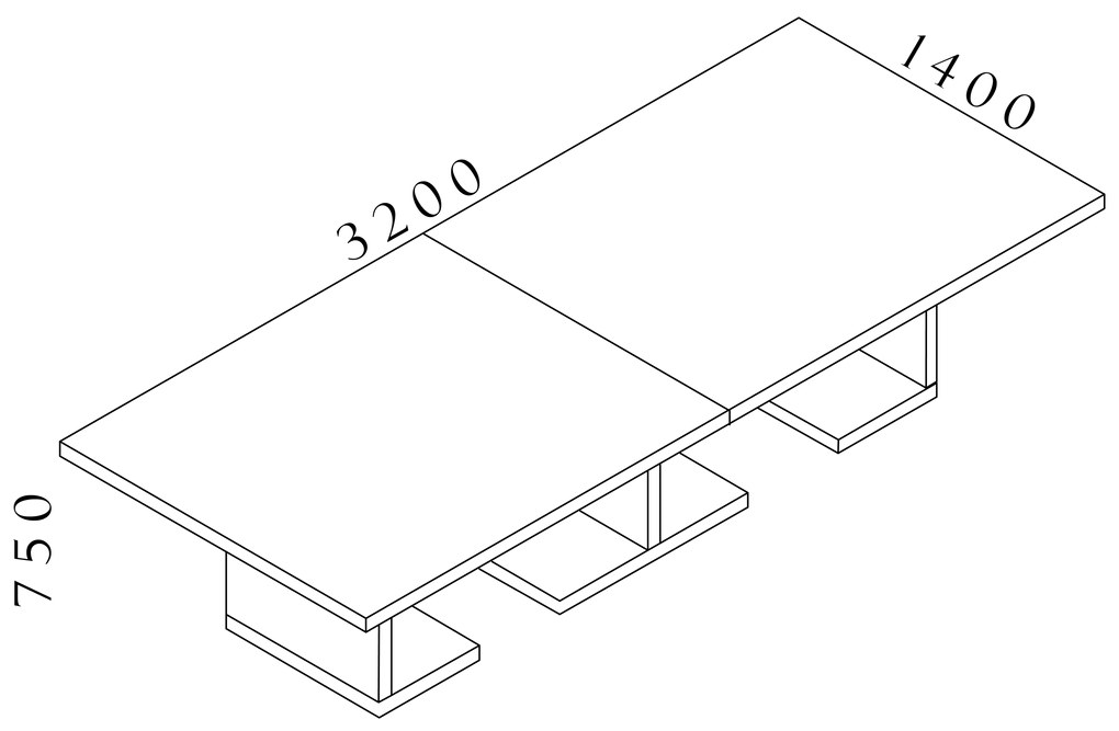 NABYTEK-DESIGNOVY.CZ - DLSK3201 - Manažerský konferenční stůl SOLID 320/400cm, s nohami ve tvaru L, jilm royal