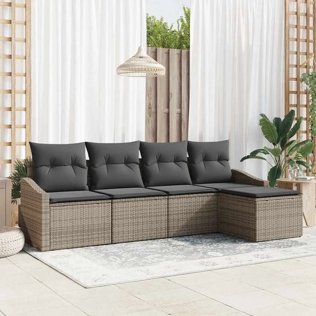 Set pohovek 5 ks Šedá polyratan 3355348