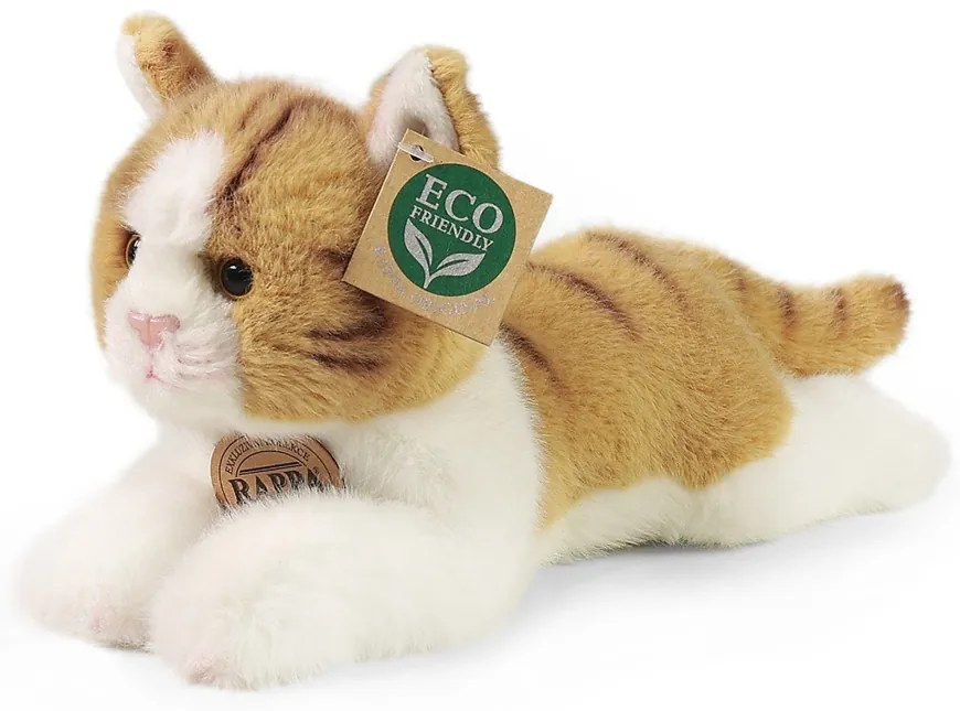 Rappa Plyšová kočka ležící hnědo-bílá 20 cm ECO-FRIENDLY
