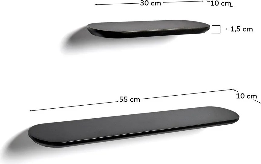 Černé police v sadě 2 ks 55 cm Arely – Kave Home