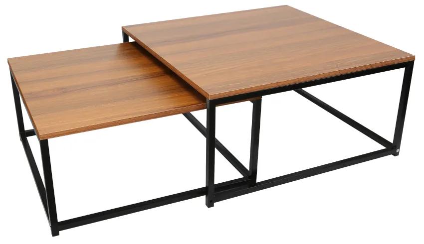TEMPO Set dvou konferenčních stolků, ořech/černá, KASTLER NEW TYP 1