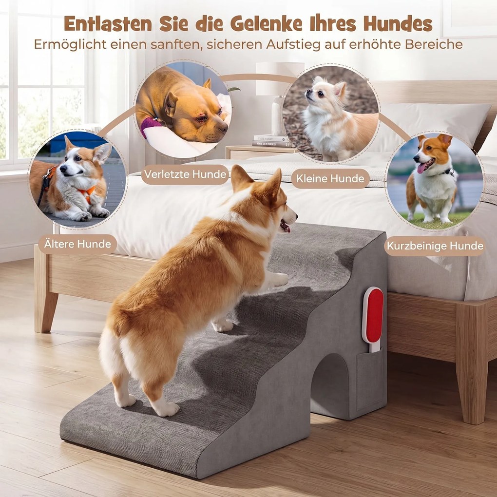 Costway Schodiště pro psy 4 Schody Pet Schody 43 cm vysoké s otvorem