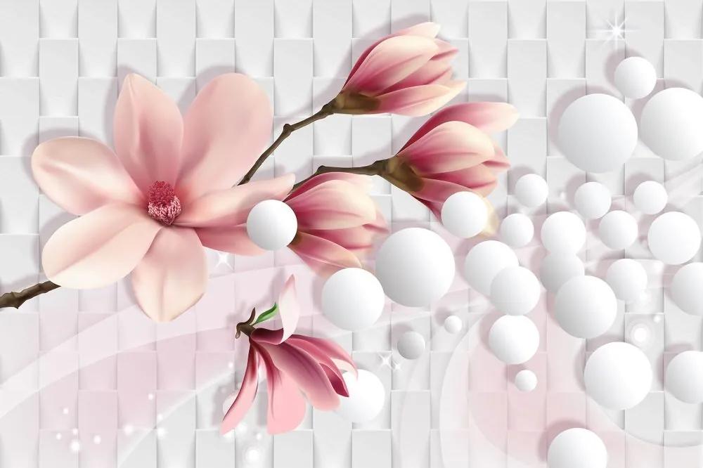 Samolepící tapeta magnolie s abstraktními prvky - 150x270